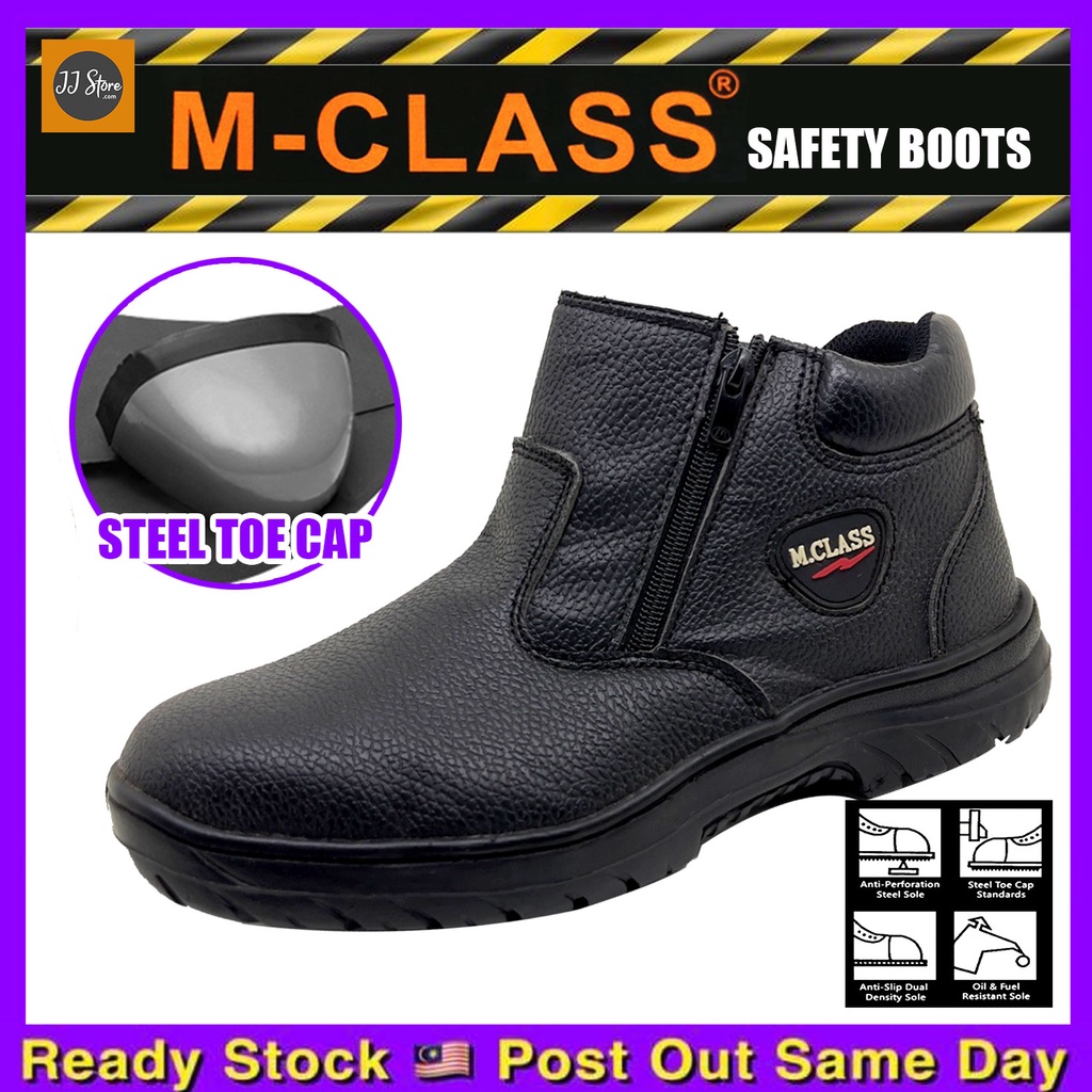 Middle Cut Zipper Safety Boots Shoes M Class 126M Steel Toe Cap PVC ...