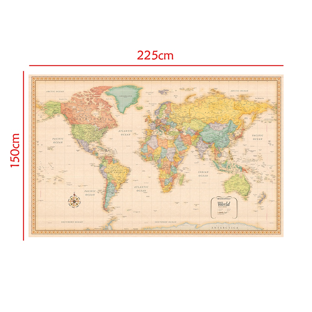 *hot* Retro World Map-Educational Map Large Poster Prints Wall Chart ...