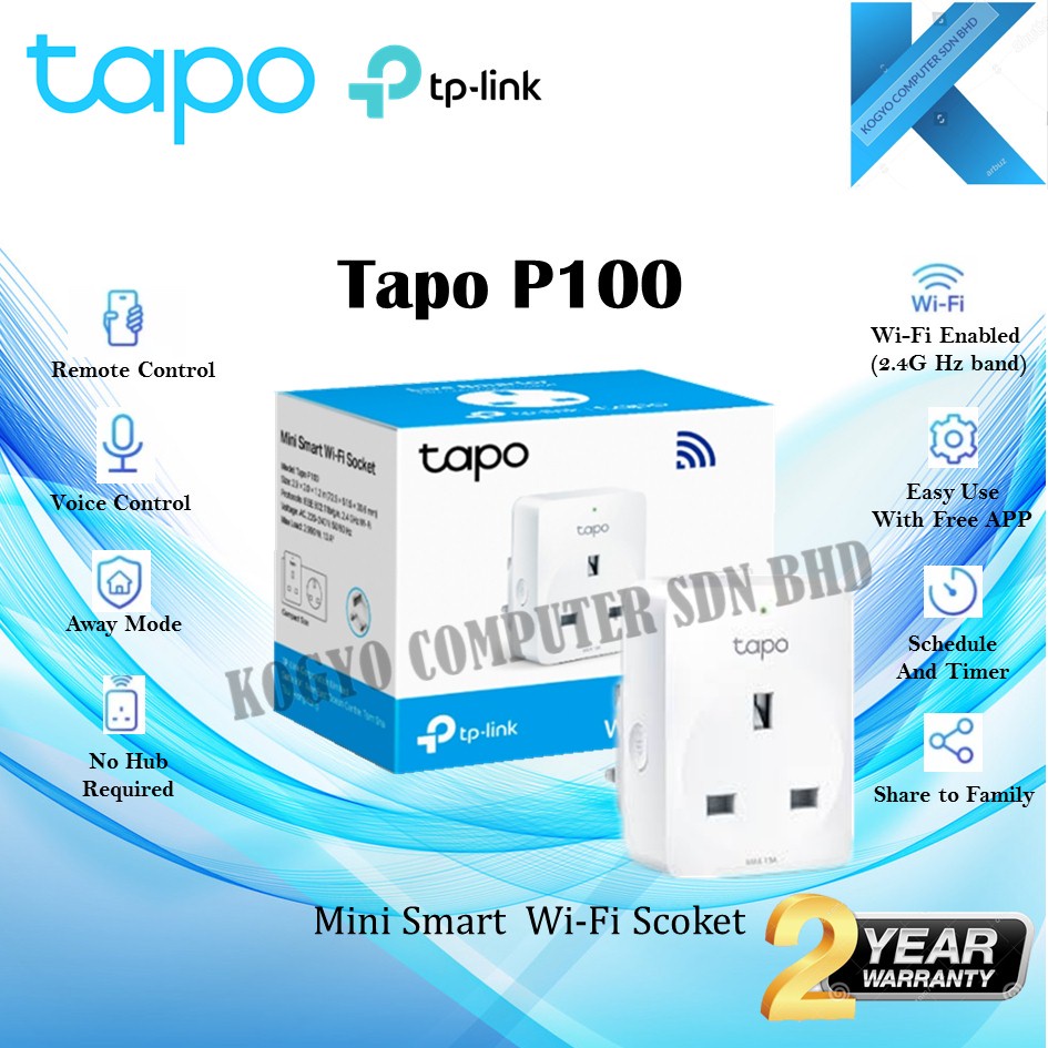 TP-Link Tapo P100 Mini Smart Home WiFi Wireless Power Socket Plug ...