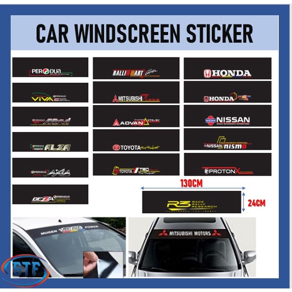 Sticker Front Car Windscreen Windshield Sticker 130cm X 24cm Car Mirror ...