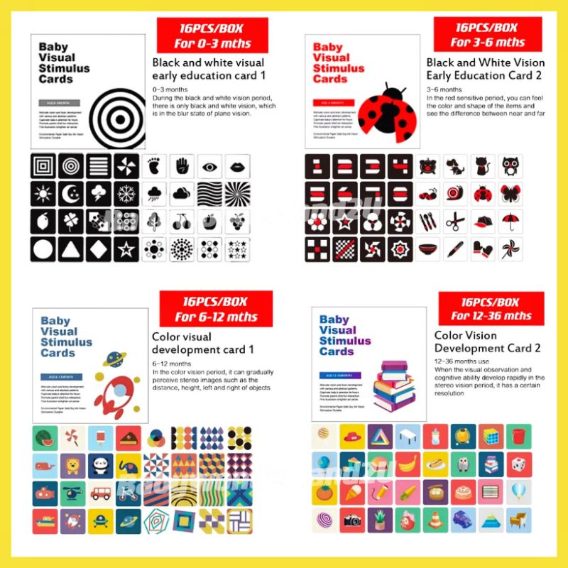 Baby Visual Stimulus Cards 0-36 Months Baby Vision Early Education Card ...