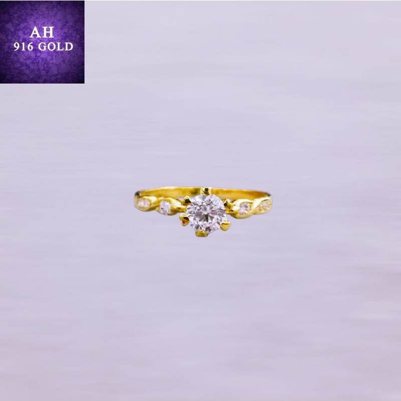 Cincin Tunang Emas 916 Size 12/Merisik/Kahwini/Nikah/Engagement Ring ...