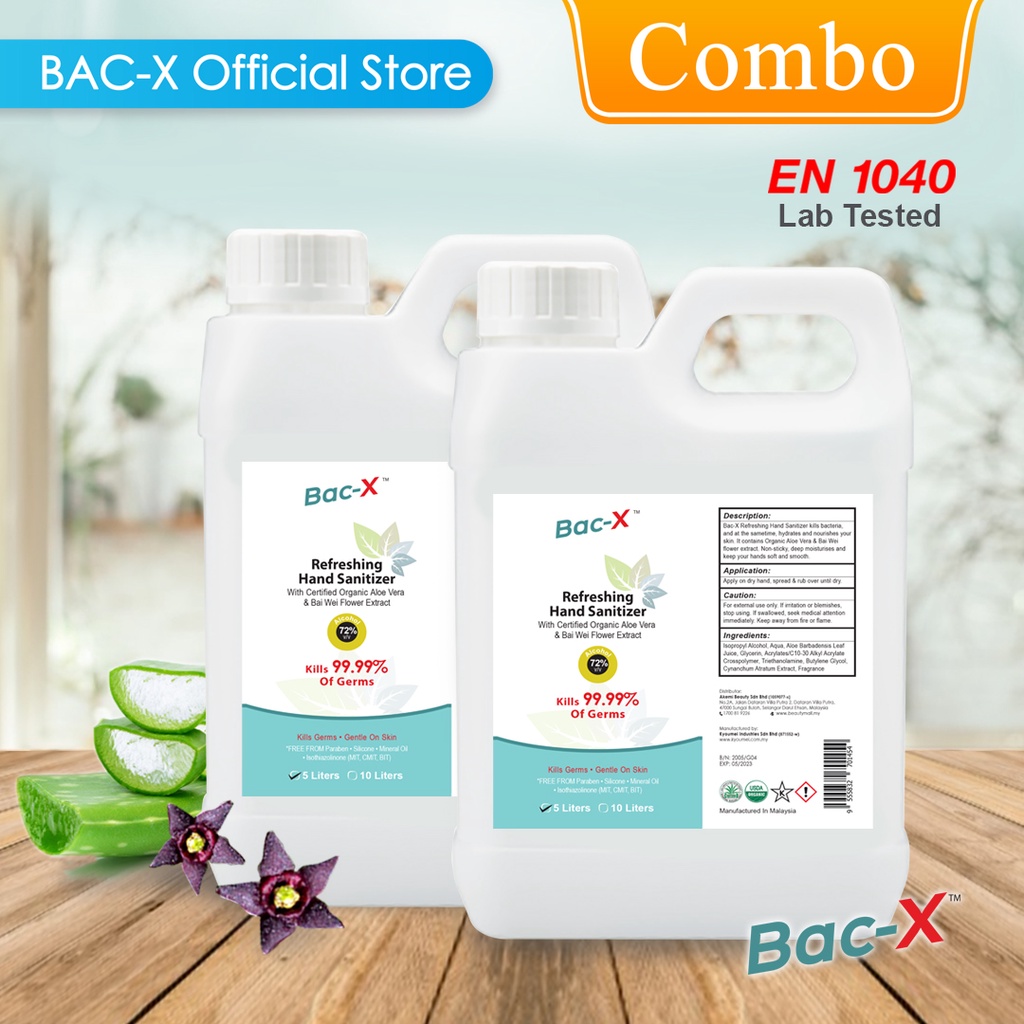 [COMBO JIMAT] 2 x Bac-X Refreshing Hand Sanitizer 5 Liters Hygiene ...