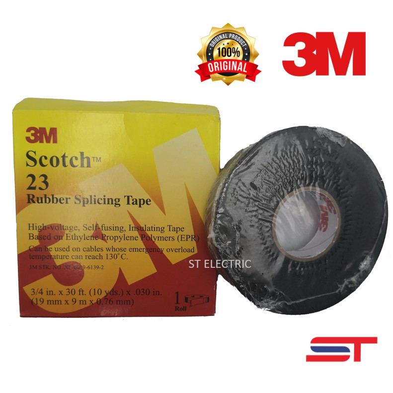 ORIGINAL 3M SCOTCH® 23 RUBBER SPLICING TAPE BLACK 19mm x 9.0m x 0.76mm ...