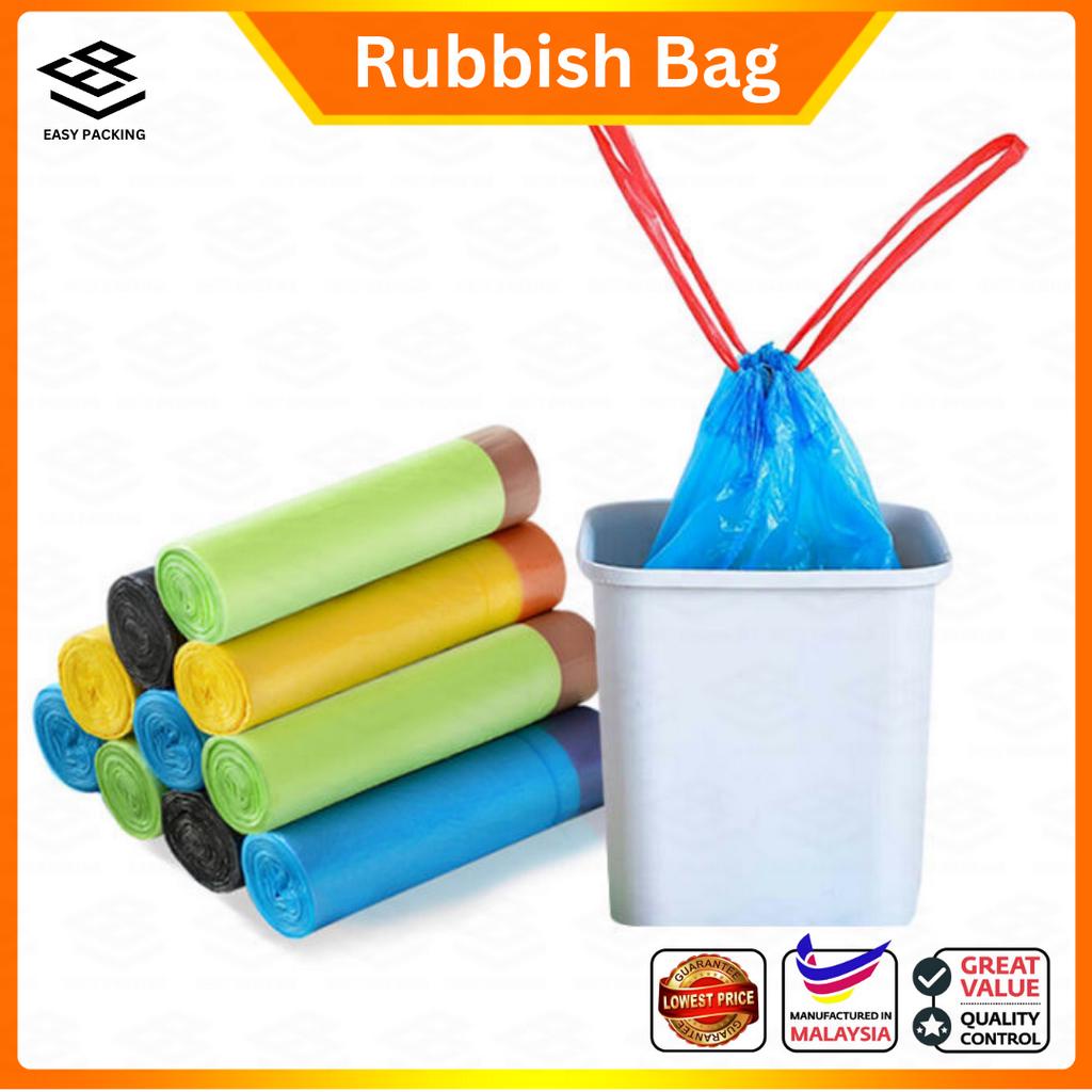 15pcs 40x45cm Automatic Closing Tie On Garbage Bag Bags With Rope ...
