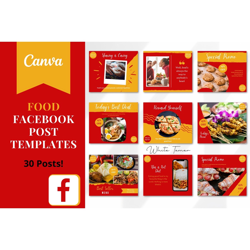 Food Facebook Post Templates for Food Business, Food Blogger, Food ...