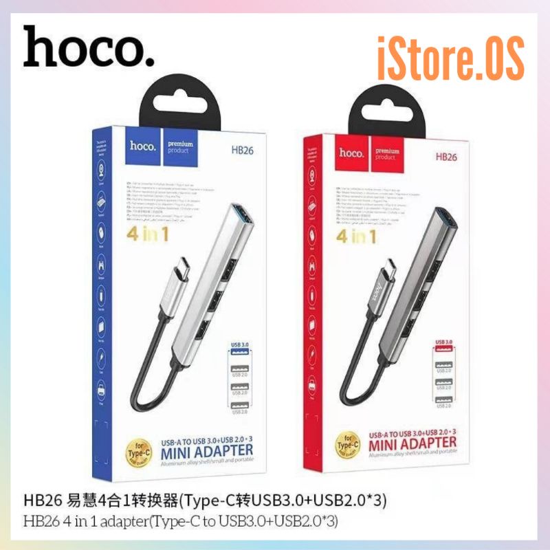 Hoco Premium Product HB26 - 4 in 1 Type C to USB 3.0 + 3 USB 2.0 Mini ...