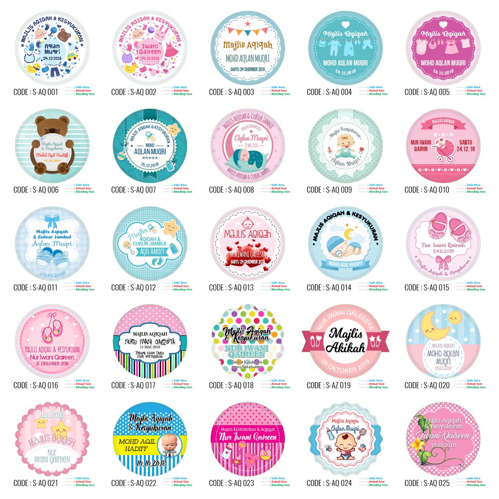 [100 pcs] Sticker Goodies | Akikah | Kesyukuran | Birthday | Doa ...