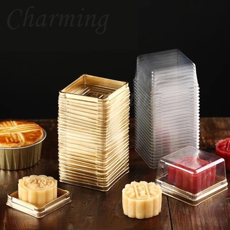50PCS Plastic Mooncake Tray / Mooncake Packaging Box With Cover Food ...