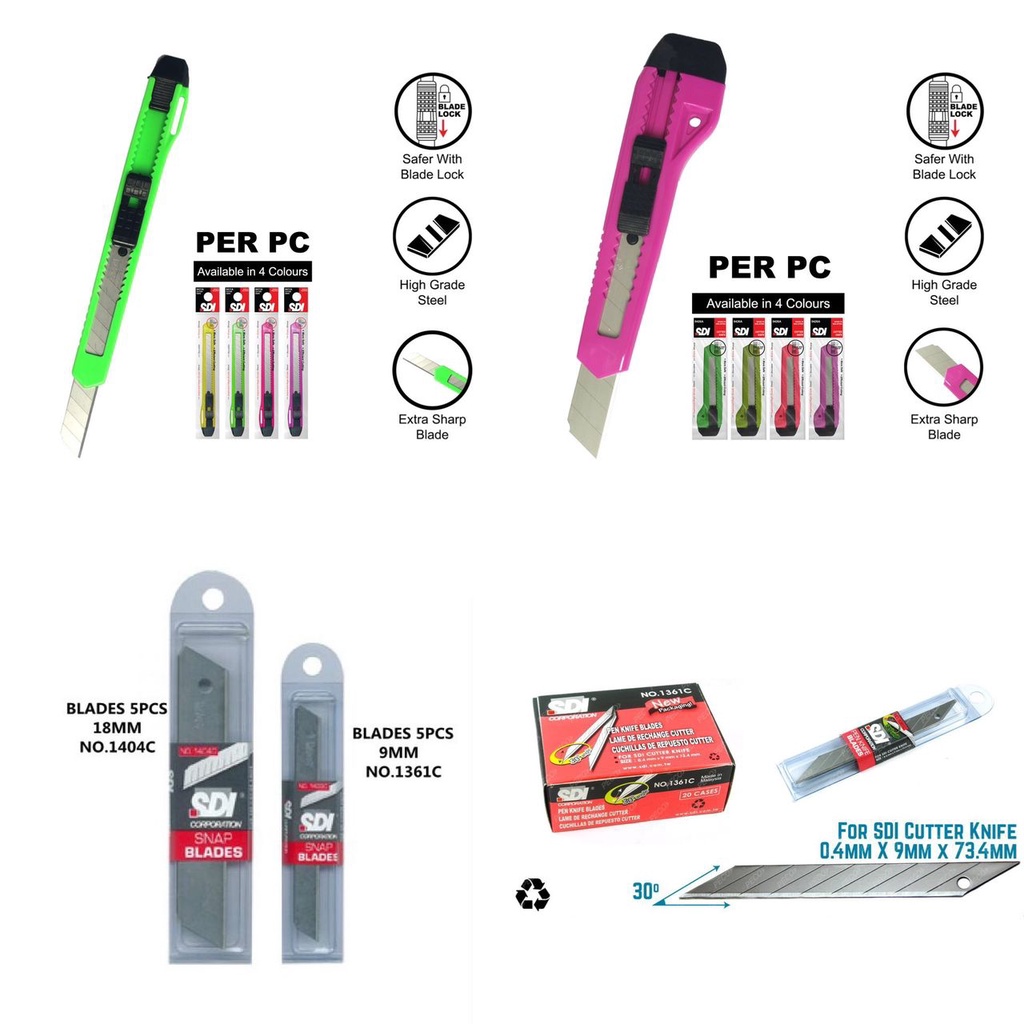 SDI Cutter Knife 0411A 0426A Cutter Blade 1403C 1404C 1361C | Shopee ...