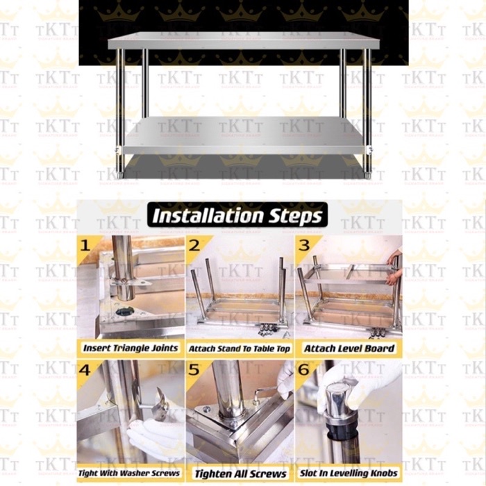 TKTT 2 Tier Stainless Steel Kitchen Working Table Storage Rack ...