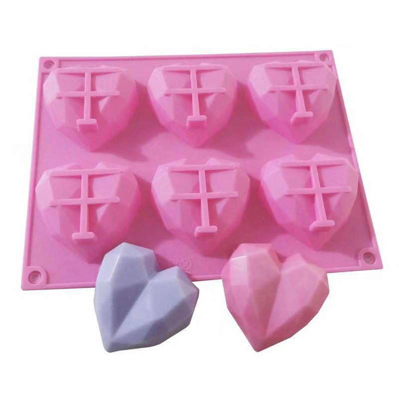 6 Cavity Silicone 3d diamond love mould/heart shape mould/Acuan Silikon ...