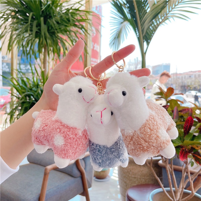 Cute Alpaca Keychain Plush Easter Llama Plushie Goat Pendant Mini Sheep ...