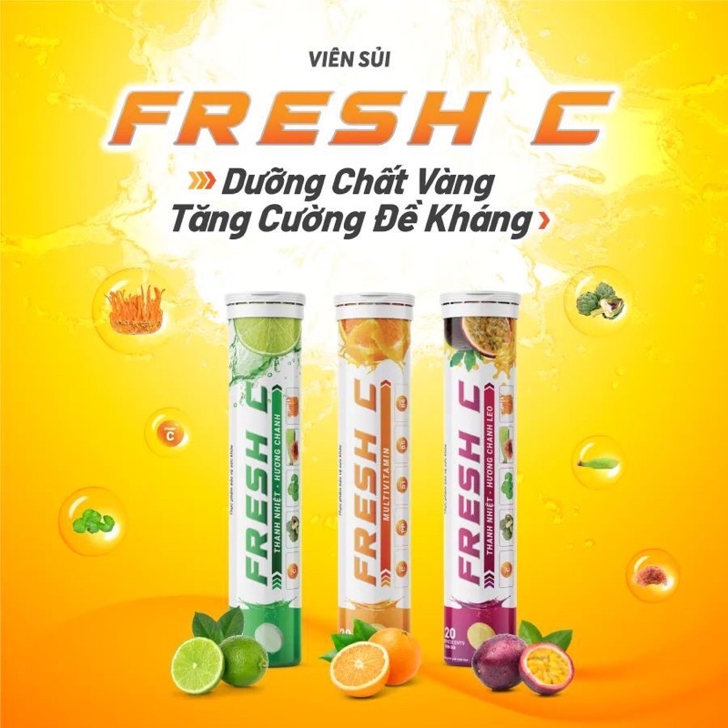 C multivitamin FRESH C Effervescent Tablets (Tube Of 20 Tablets) Orange ...