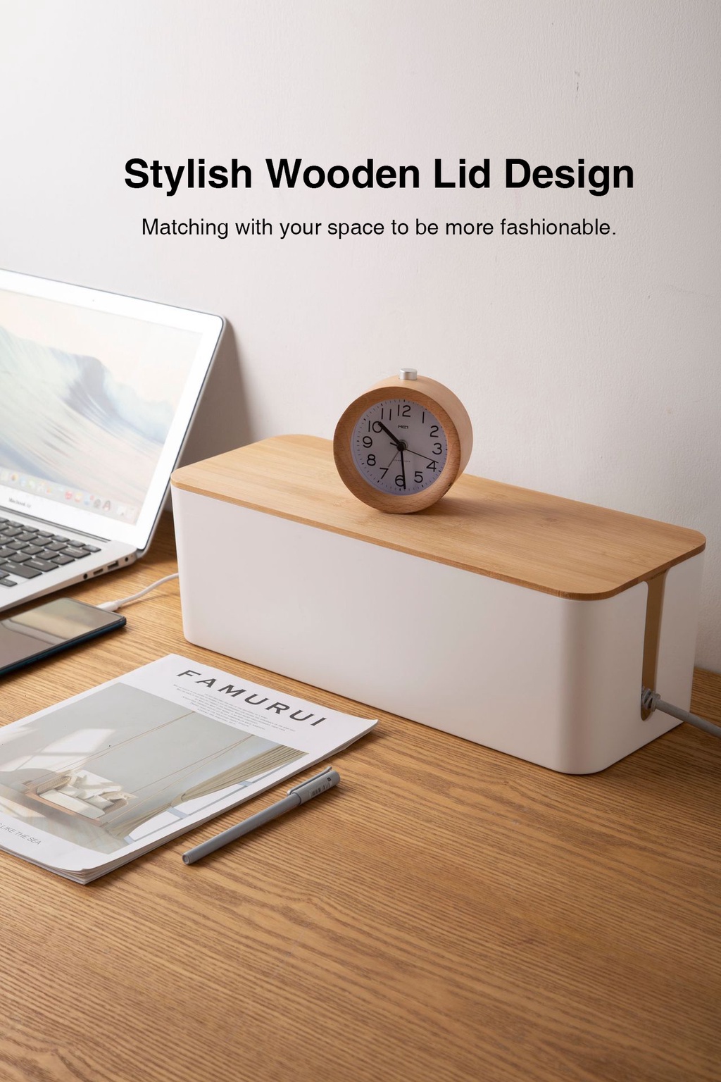 Muji Newlifestyle Wooden Cable Storage Box Dust-proof Charging Line ...