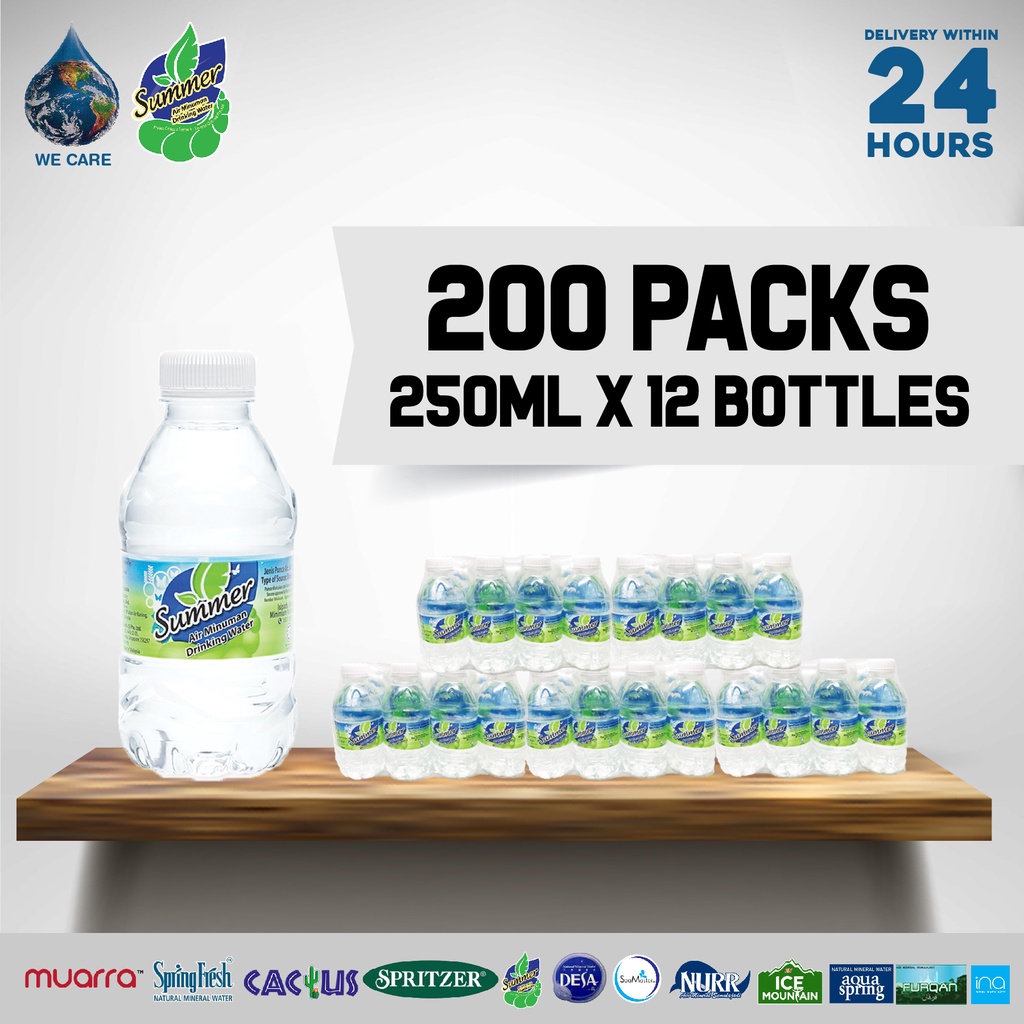 SUMMER Drinking Water (250ml x 12 Bottles x 200 Shrink Packs) | Shopee ...