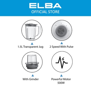 ELBA Blender with Grinder EBG-M1550(WH) - 2-speed with Pulse Function ...