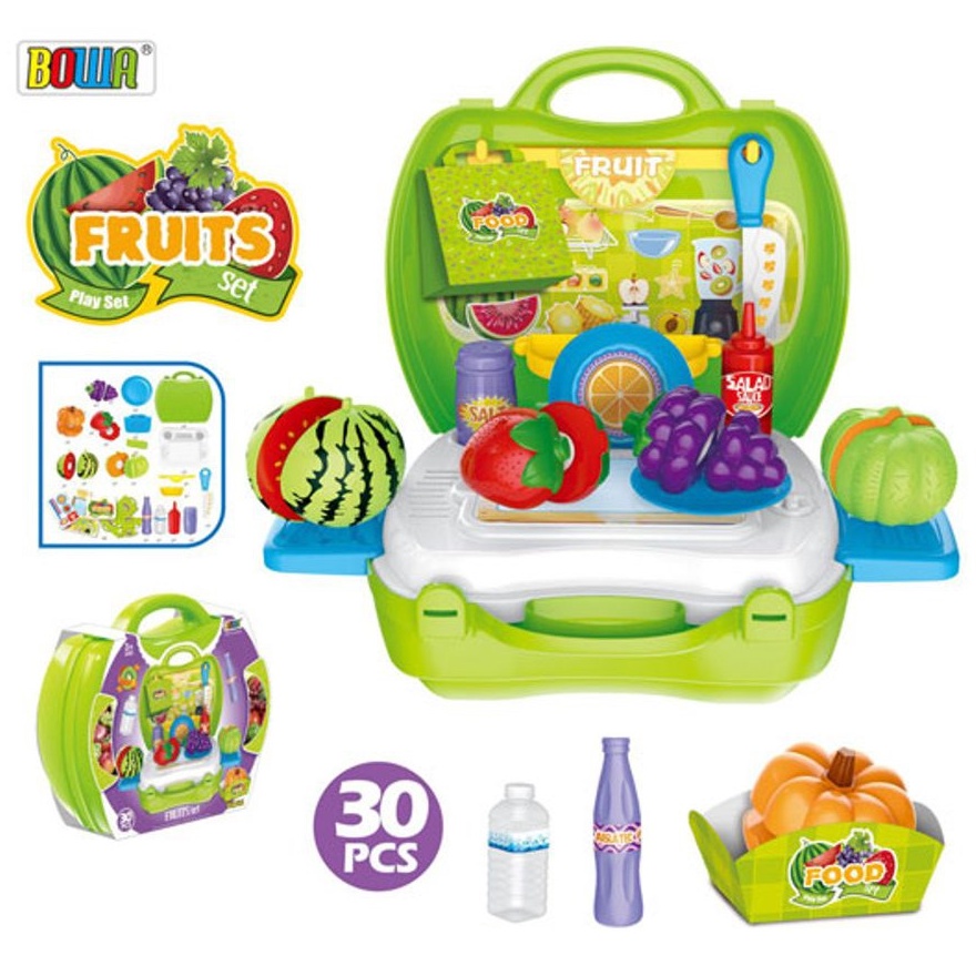 Bowa Suitcase Toy Kids Play Set Fruits Set Vegetables Set 3+ years ...