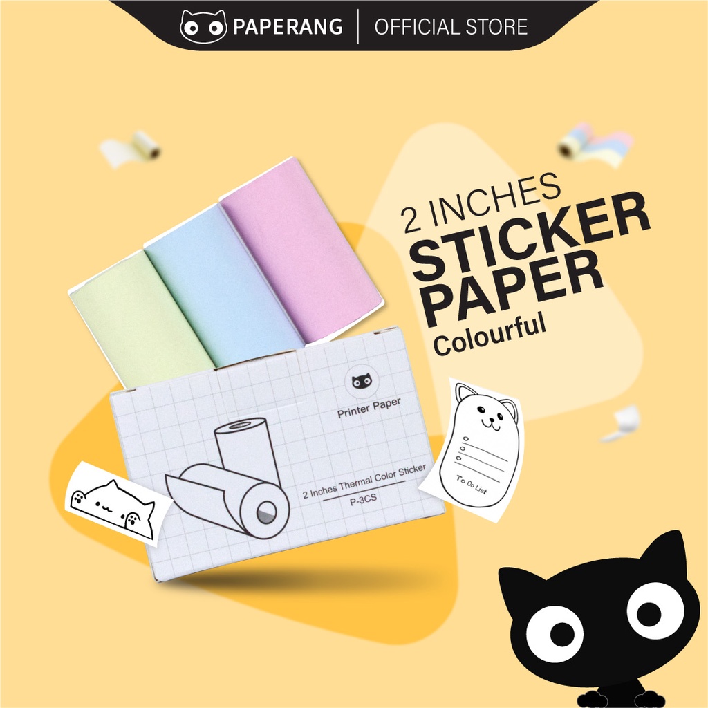 Paperang Colourful Sticker Thermal Paper 57mm x 30mm (3 Rolls in 1 Box ...