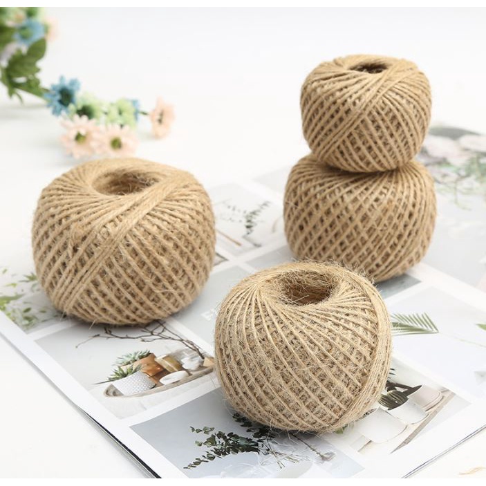 50M Natural Burlap Hessian Jute Twine Cord Hemp Rope String Gift ...