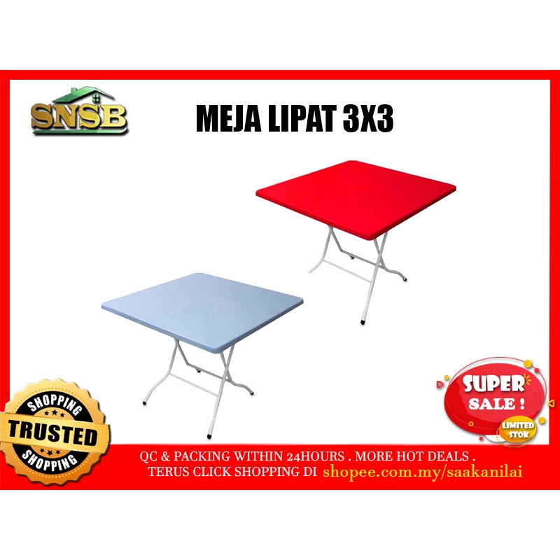 Meja Lipat / Meja Pasar Malam 3x3/ Foldable Plastic Dining Table/ 3’' x ...