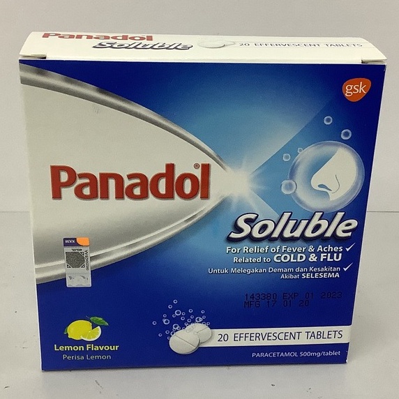 Panadol Soluble Paracetamol 500mg Effervescent Lemon Flavour (20 ...