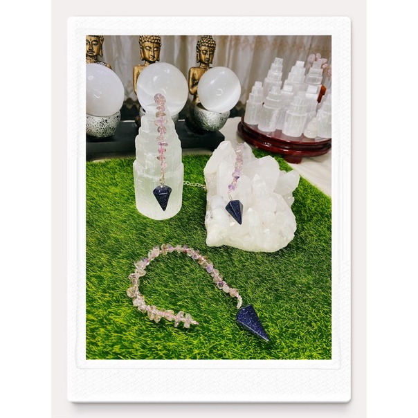 Handmade Super seven with Blue sand stone pendulum ./ Come with Special ...