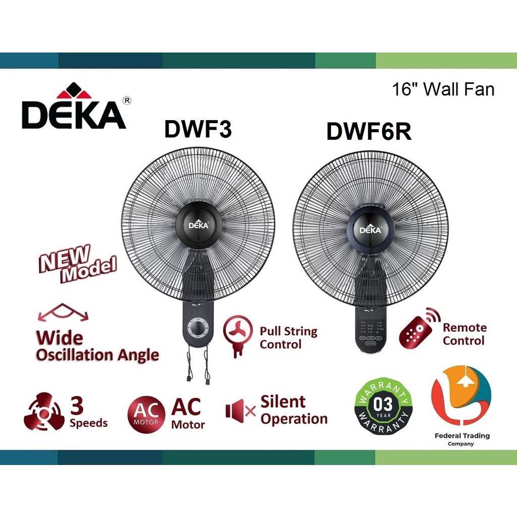 DEKA 16" inch Wall Fan with remote control Kipas Dinding DWF 3 DWF3 ...