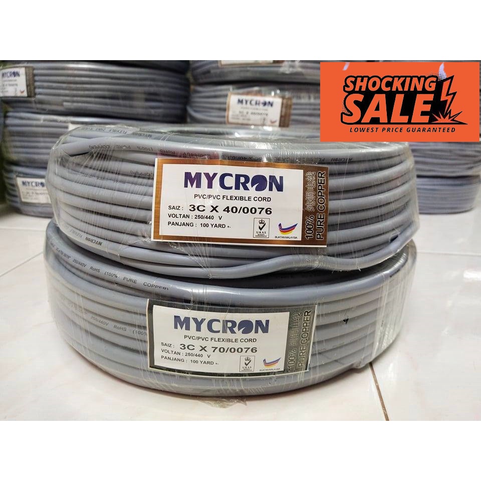 ⚡️SHOCKING SALE⚡️ MADE IN MALAYSIA 100% PURE COPPER 3 CORE WIRE PVC ...