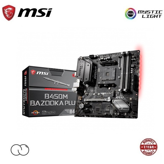 MSI AMD B450 M-ATX Motherboard / B450M BAZOOKA PLUS / Socket Ryzen AM4 ...