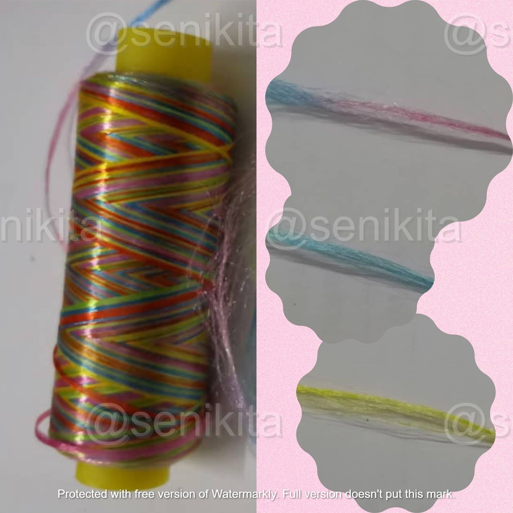 Benang polyster jahit tepi rainbow/ Rainbow thread | Shopee Malaysia