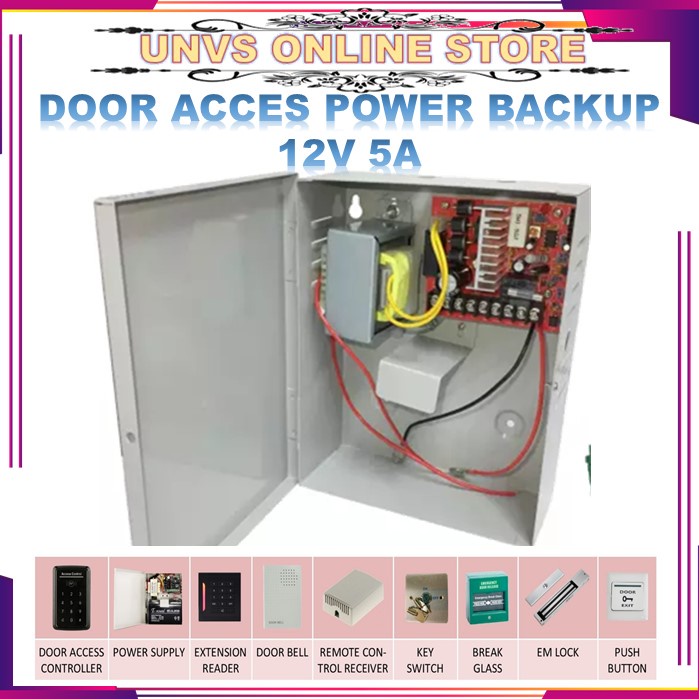 POWER SUPPLY 12V 5A + 12V BATTERY UPS DOOR LOCK SYSTEM (FOR BACKUP ...
