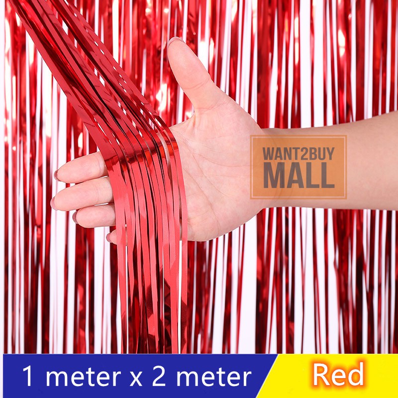 🇲🇾 🏆 Foil Rain Curtain Metallic Birthday Wedding Balloon Festival Wall ...