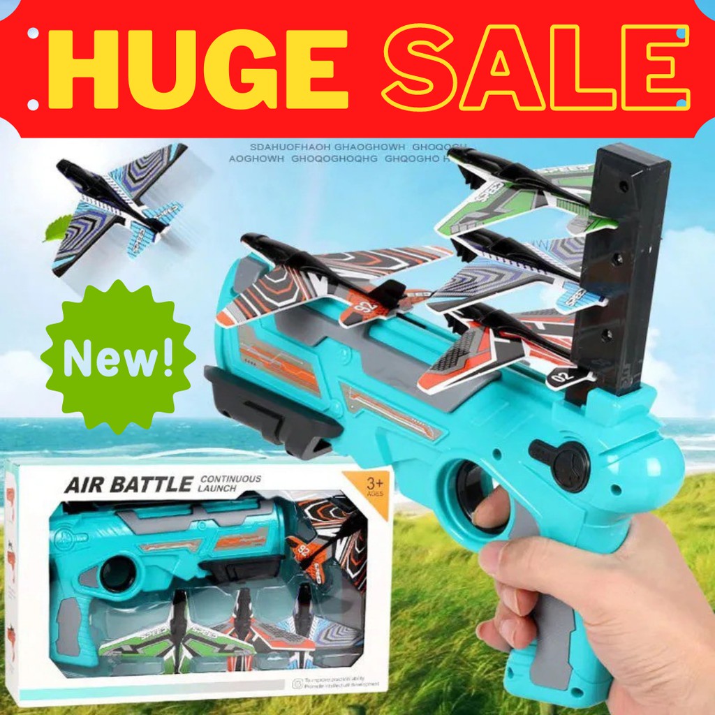 🔥READY STOCK🔥 Air Battle Toys Airplane Launcher Continuous Launch Gun ...