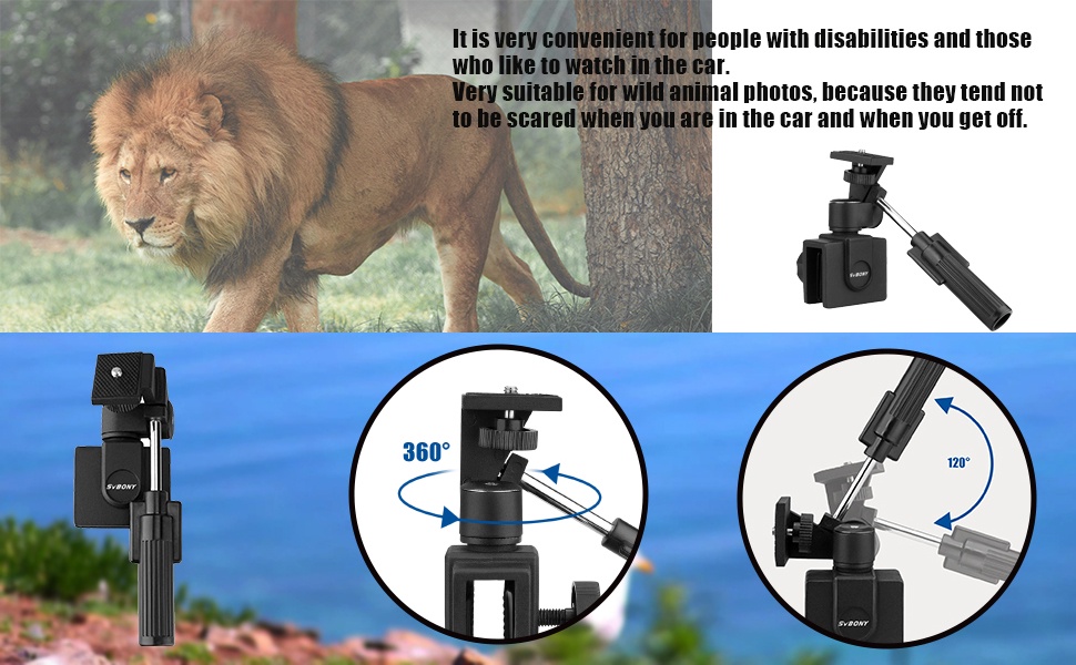 SVBONY SV126 Car Window Mount Adjustable Vehicle Clamp Mount Compact ...