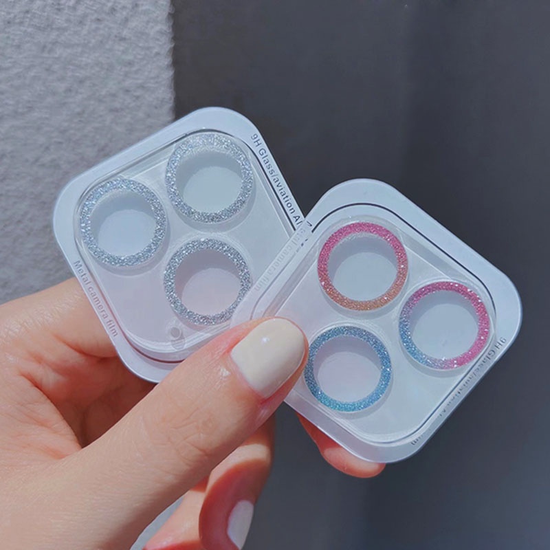 Transparent Glitter Camera Lens Tempered Glass For iPhone 16 15 14 13 ...