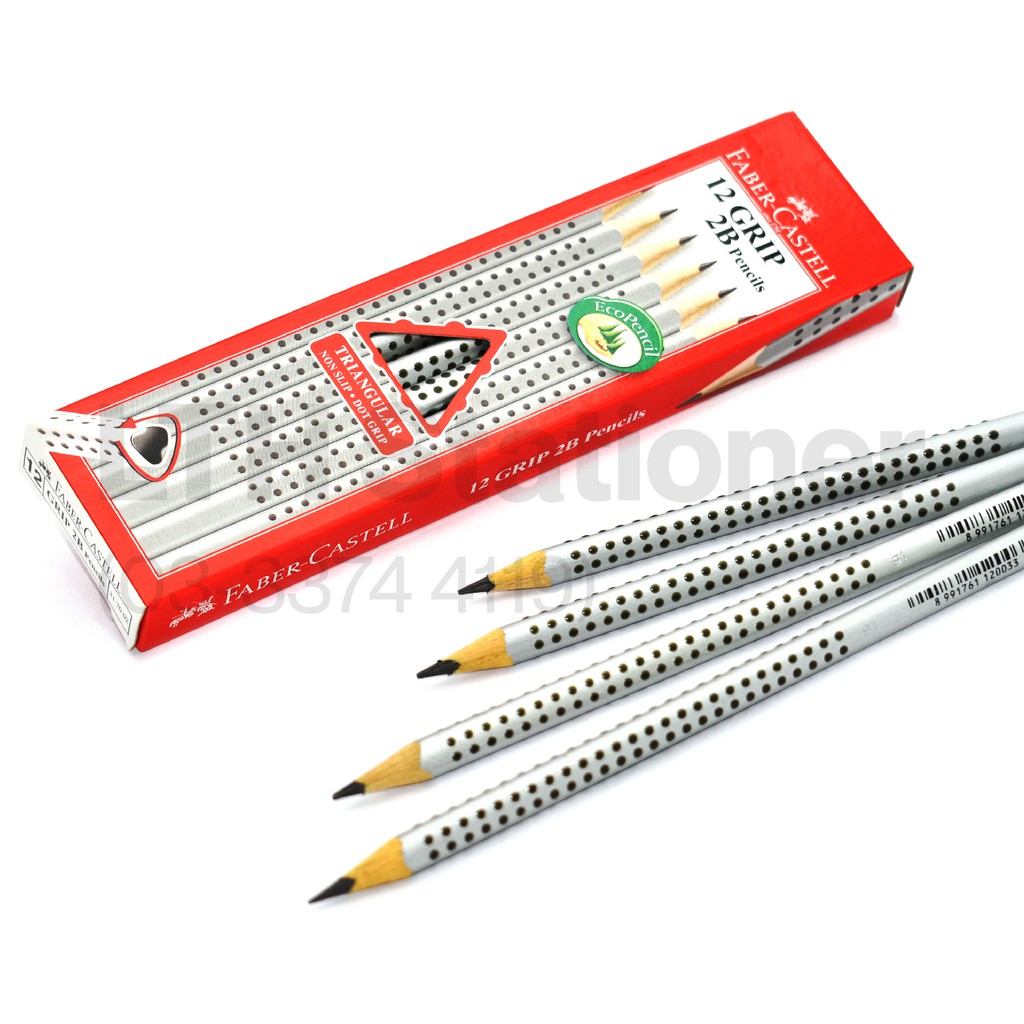 Faber Castell No. 317002 Triangular Grip 2B Pencil 12 PCS Set Black 2B ...