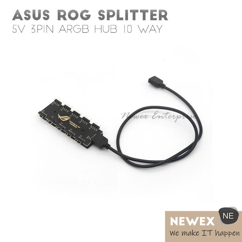 Asus ROG 5V 3Pin ARGB 2-in-1 Hub 10 Way RGB Lighting Splitter | Shopee ...
