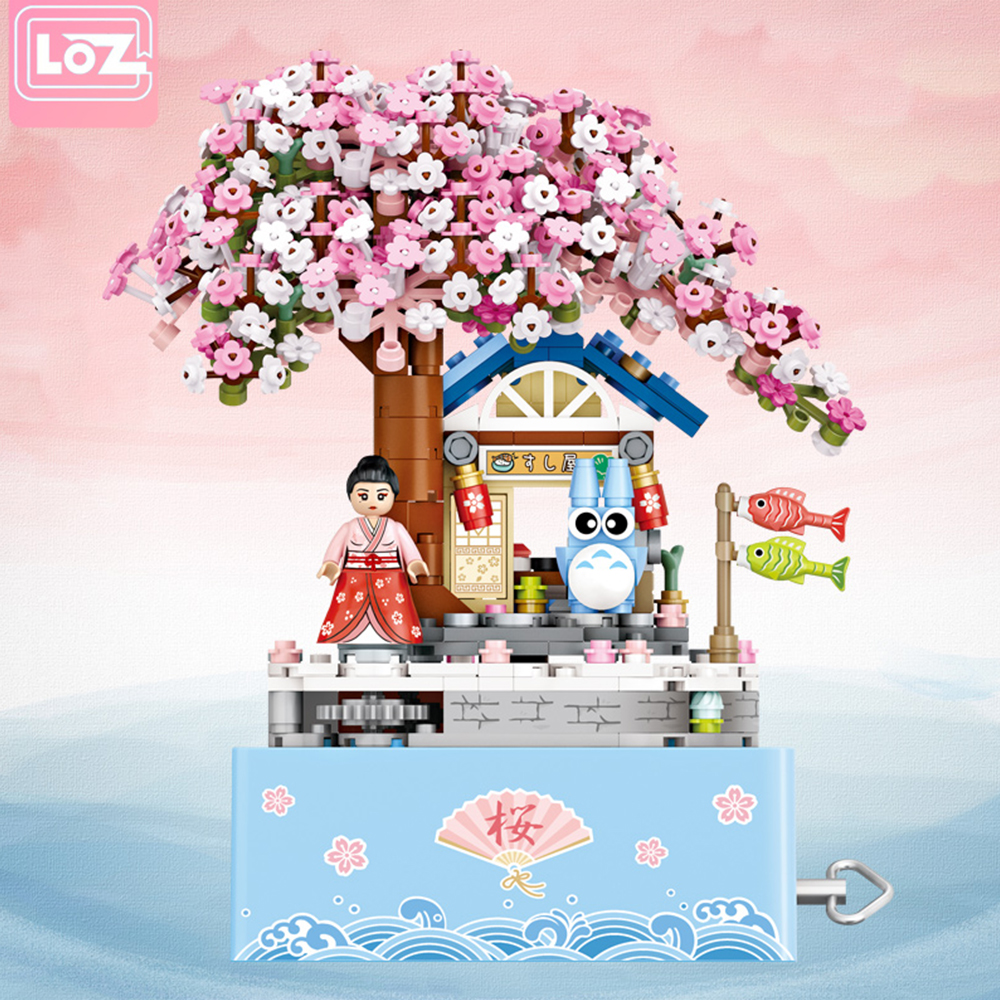 LOZ IDEAS Mini Block Sakura Tree Music Box Japanese Style Building ...