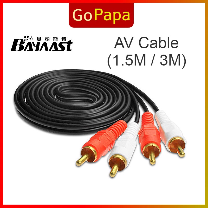 Premium Quality 2 AV Male To 2 AV Male RCA Audio Stereo Analog Cable ...