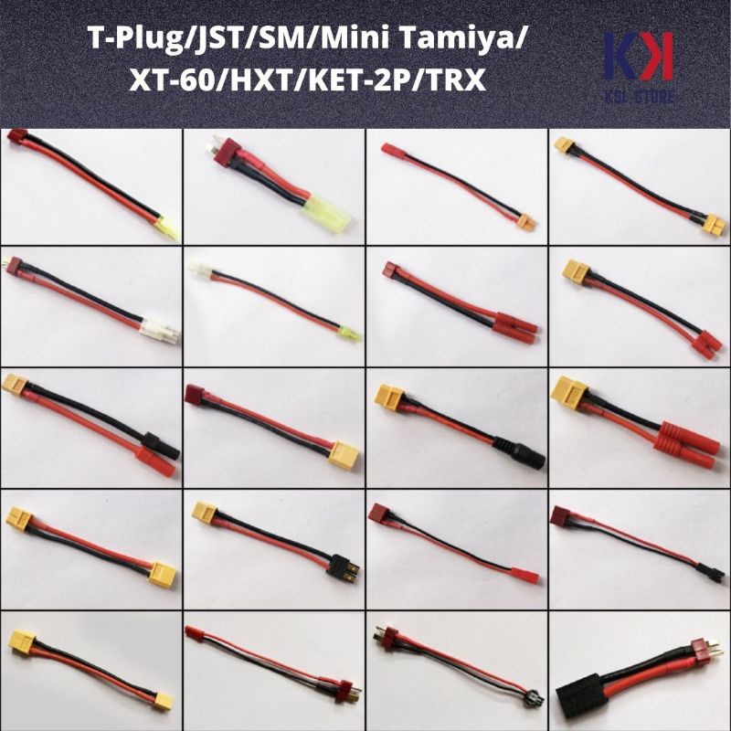 Battery Connector Wires RC Cables Plug Male Female JST SM XT60 Tamiya ...