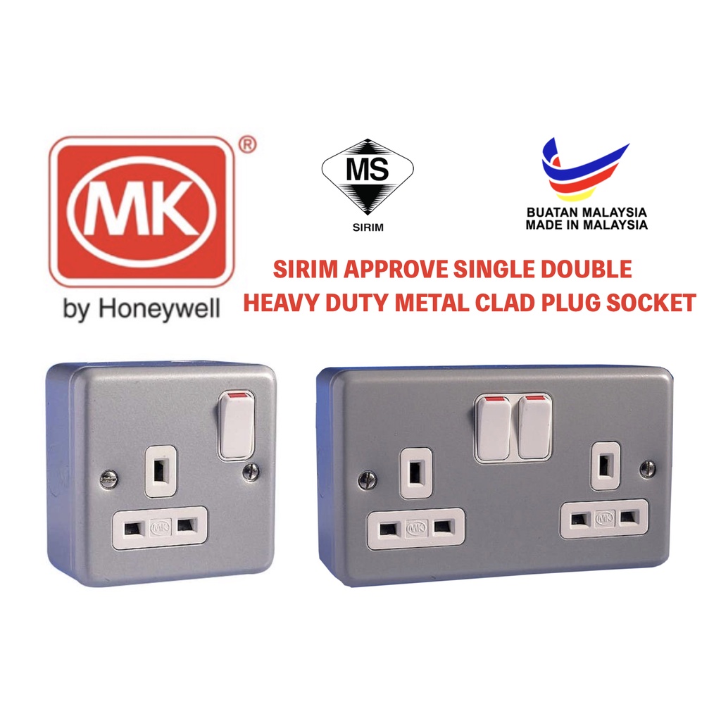 SEMENYIH MK HEAVY DUTY SIRIM APPROVED 13AMP 1 WAY 2 WAY METAL CLAD SWITCHED SOCKET | Shopee Malaysia