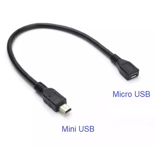 Micro USB Female to Mini USB Male Convert Charging Data Cable Straight ...