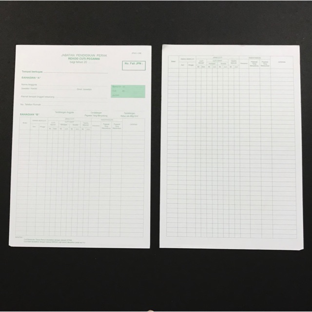 Kad Rekod Cuti Pegawai 1pkt 100’s | Shopee Malaysia