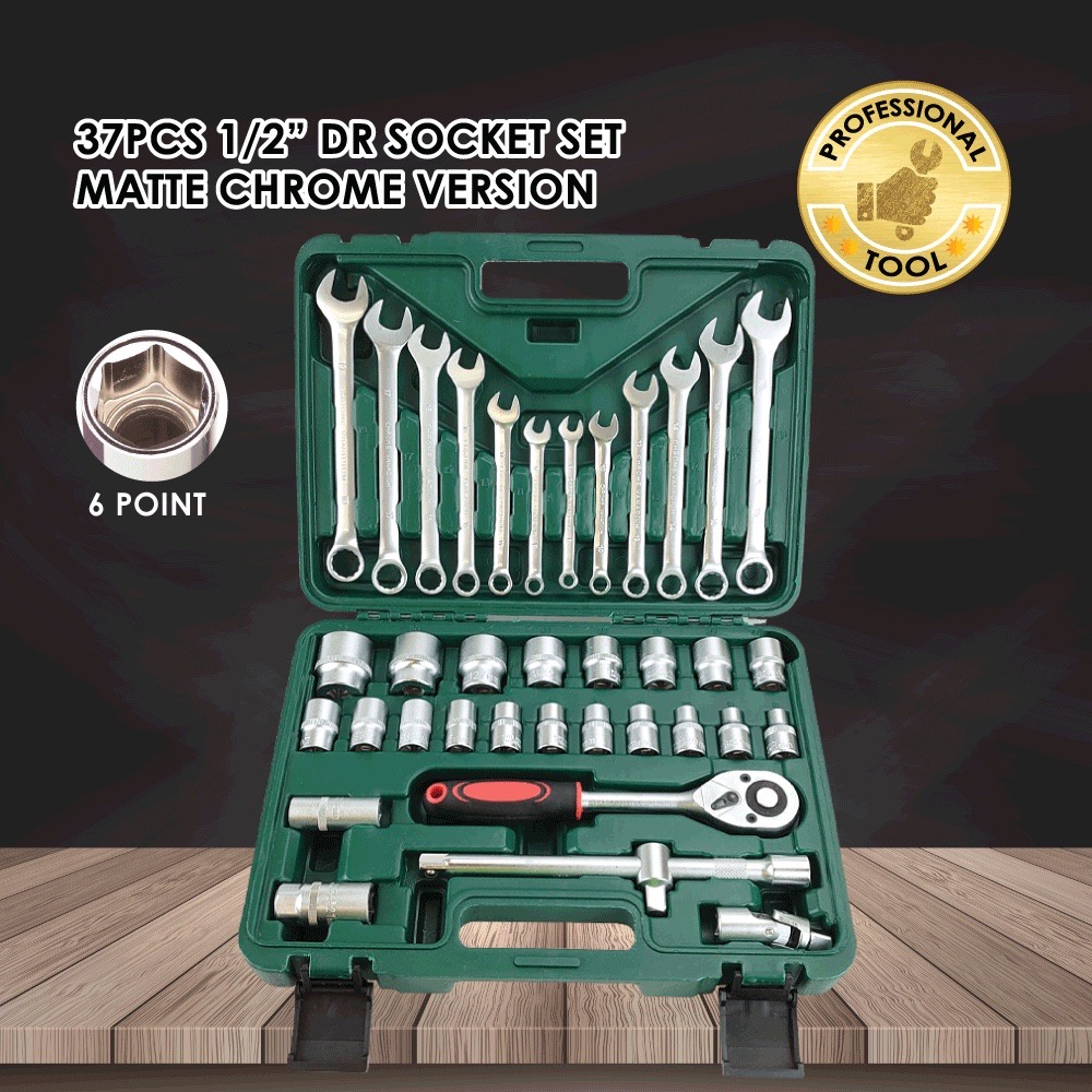 SEMENYIH 37pcs 1/2" Dr Socket Set Tool Ratchet Driver Combination ...