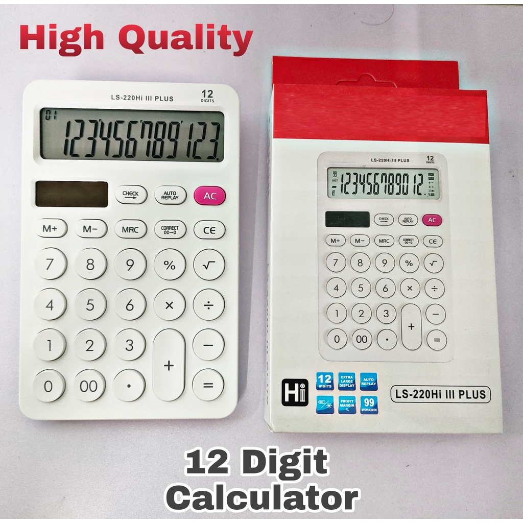 High Quality 12 Digit Office School Shop Basic Calculator Ready Stock ...