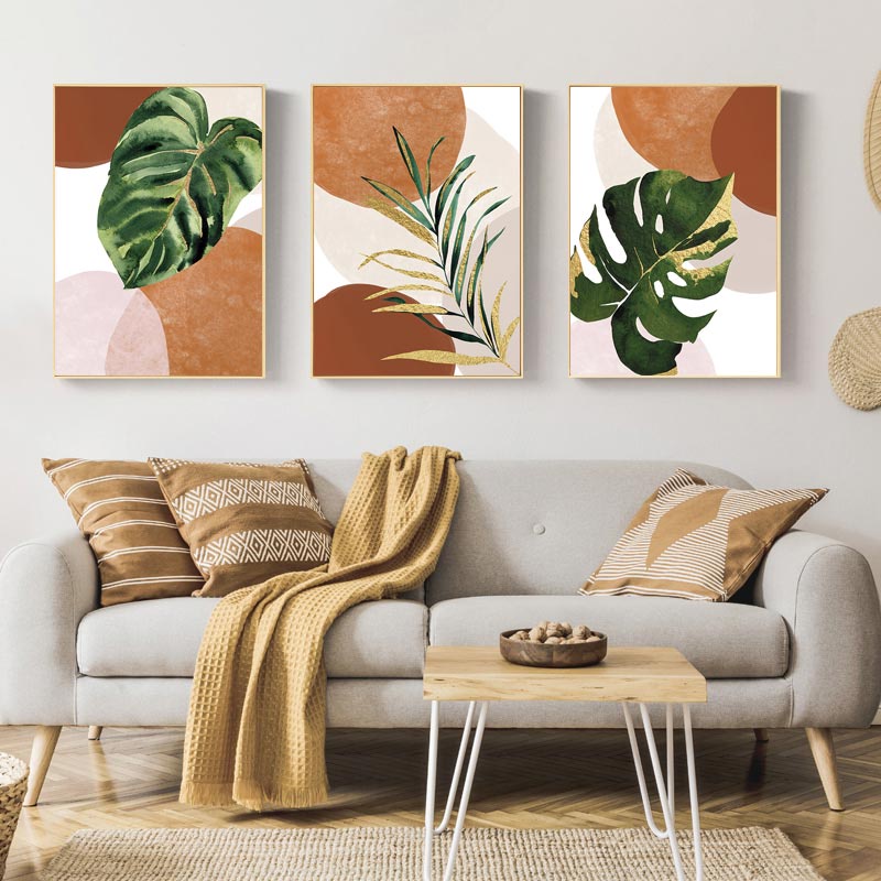 Abstract Gallery Boho Geometry Leaf Plant Nordic Poster Wall Art Print ...
