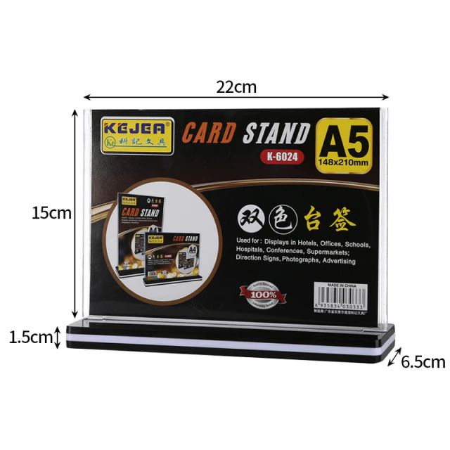 [A6 , 105x210mm , A5 , A4 Size ] Acrylic T-Shape Desk Sign Holder Card ...