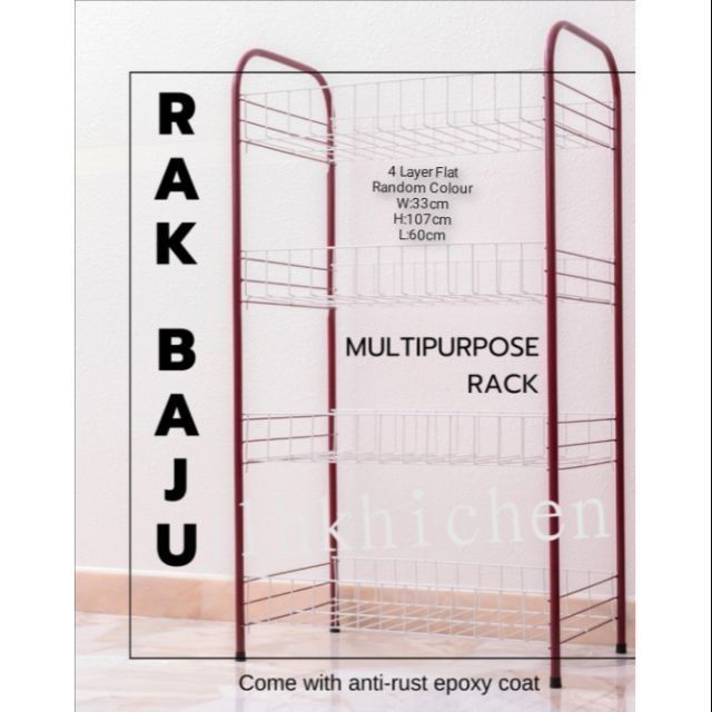 4Tier - 3Tier Epoxy Metal Multi Purposes Rack/Kitchen Rak | Shopee Malaysia