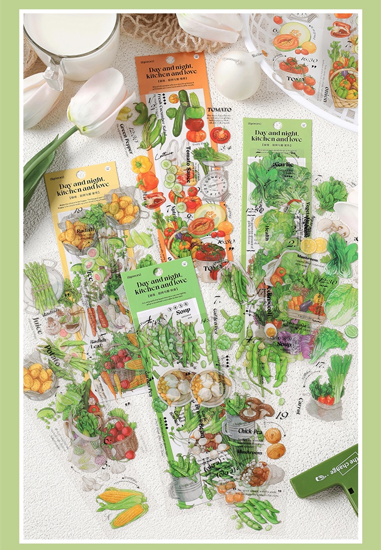 IFM Day & Night Kitchen & Love Series Vegetables PET Deco Stickers ...